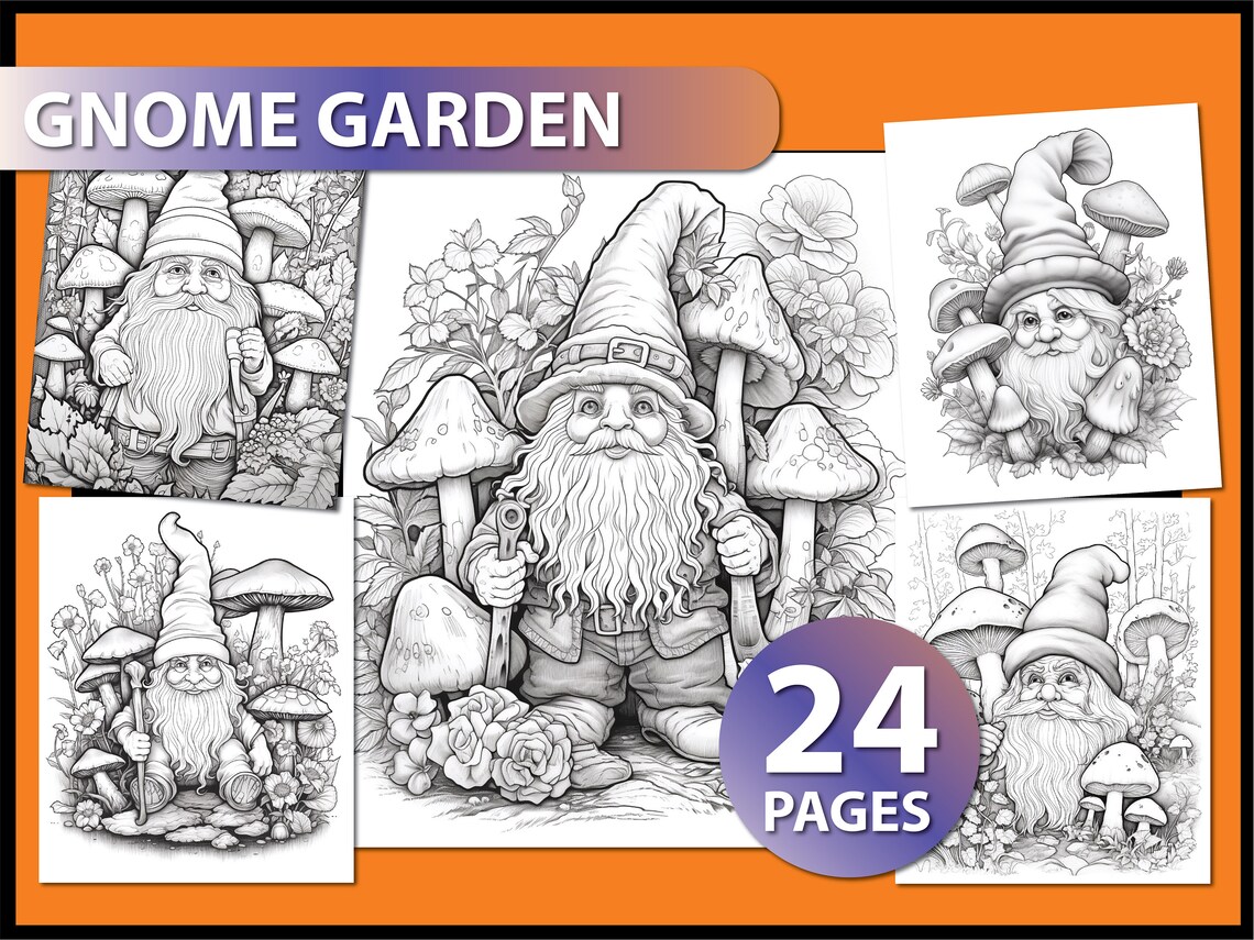 Enchanting Gnome Coloring Page for Adult Relaxation Coloring Pages Love ...