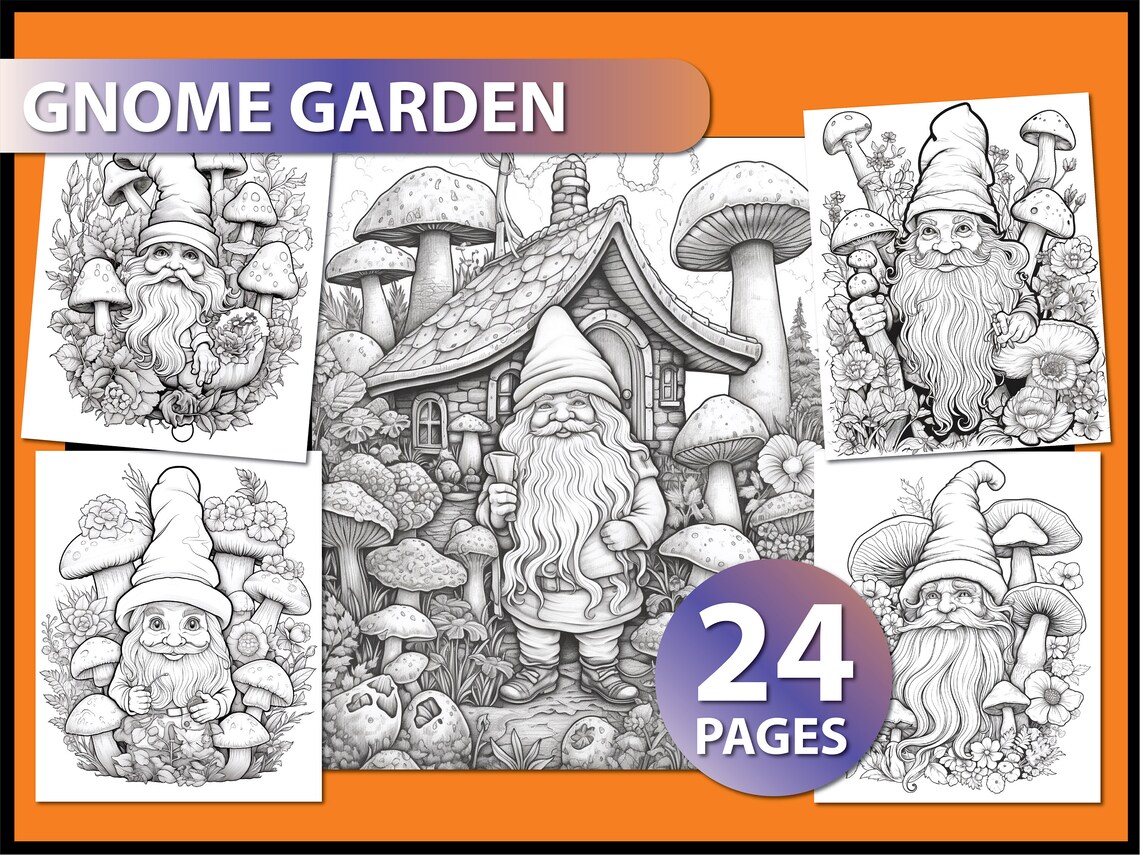 Enchanting Gnome Coloring Page for Adult Relaxation Coloring Pages Love ...