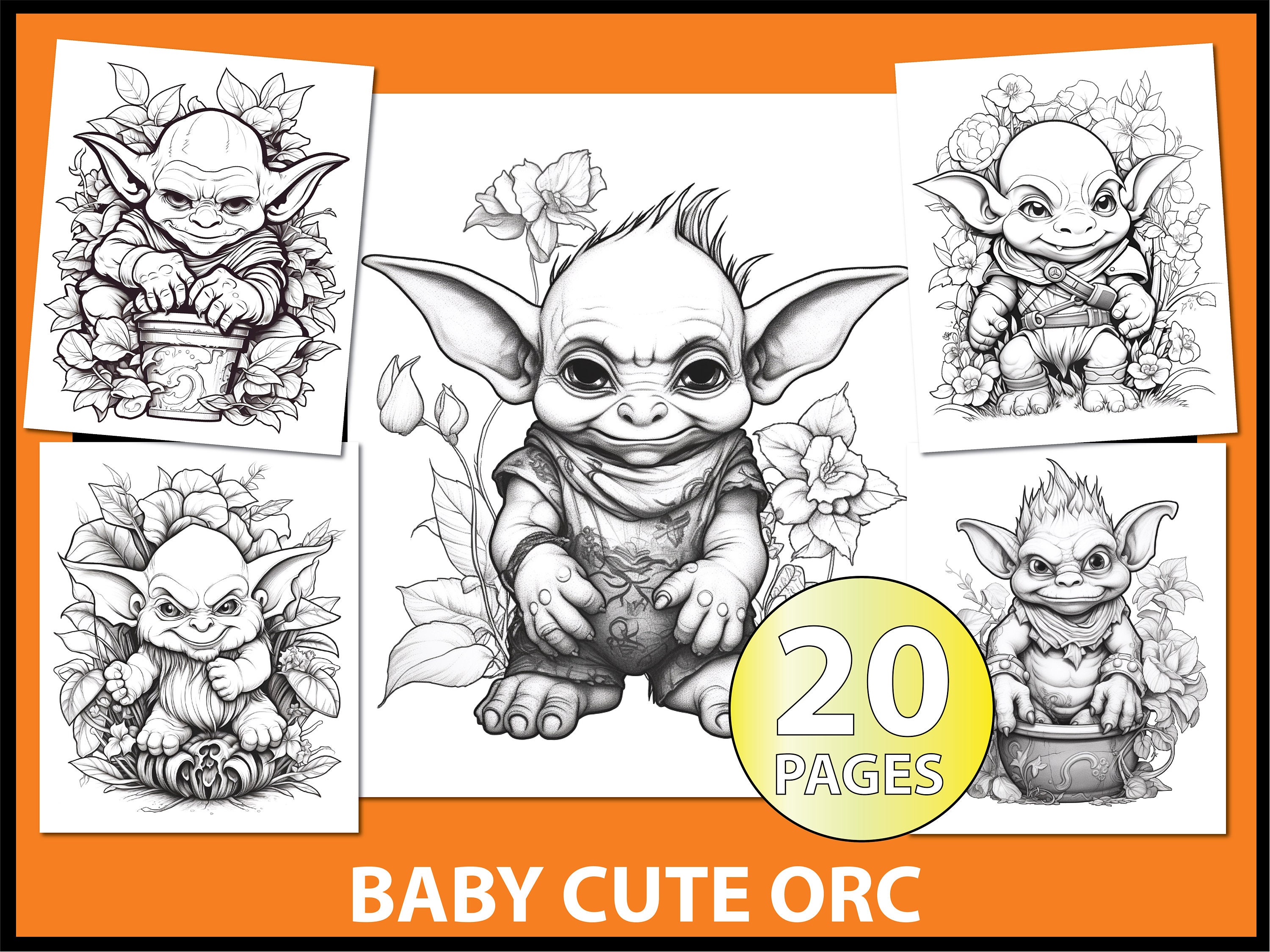 Floral Whimsy: Baby Flower Orc Coloring Pages for Adults Baby Flower ...
