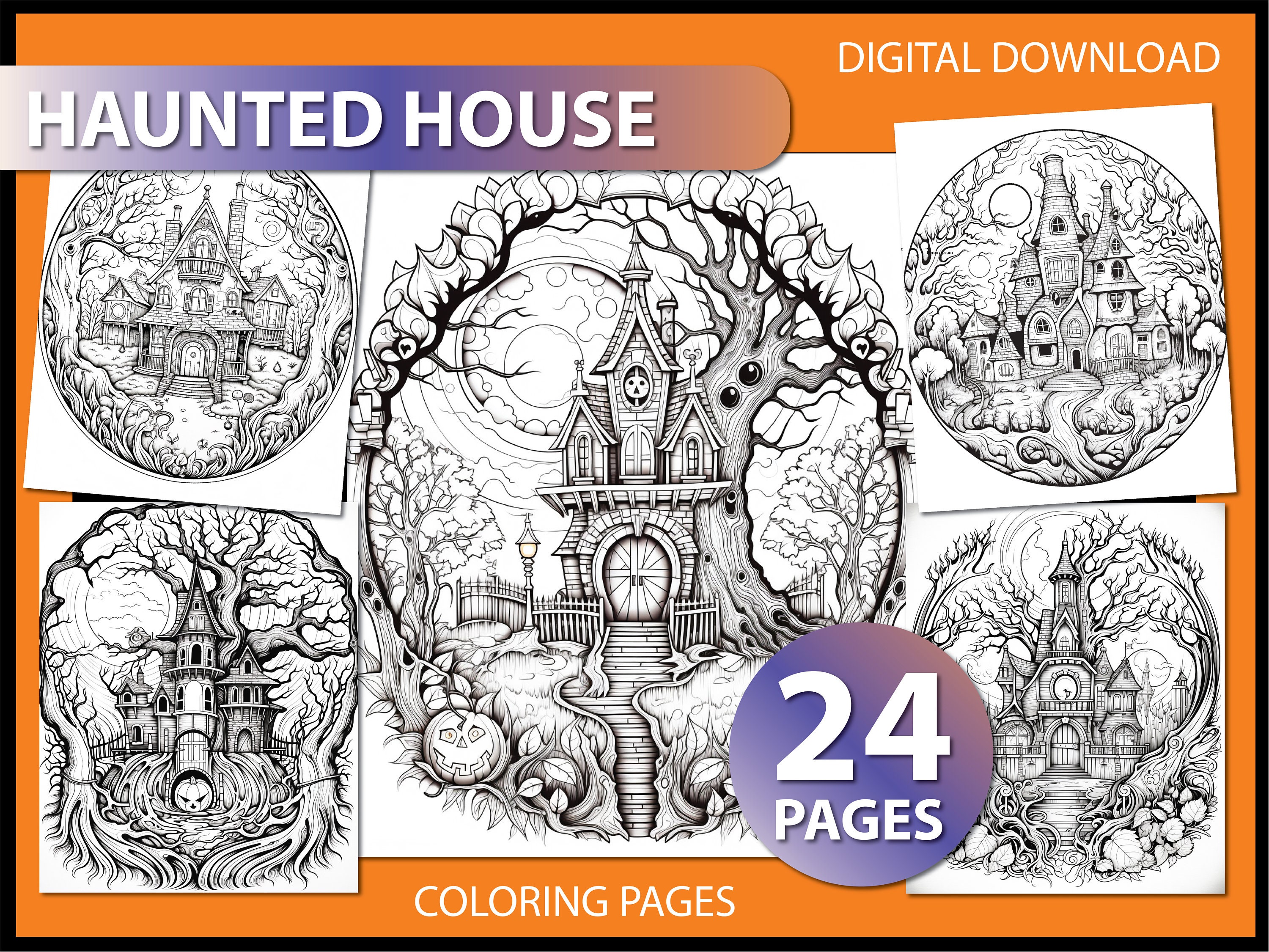 Enchanted Haunted House: Adult Coloring Page - Halloween Coloring Pages ...