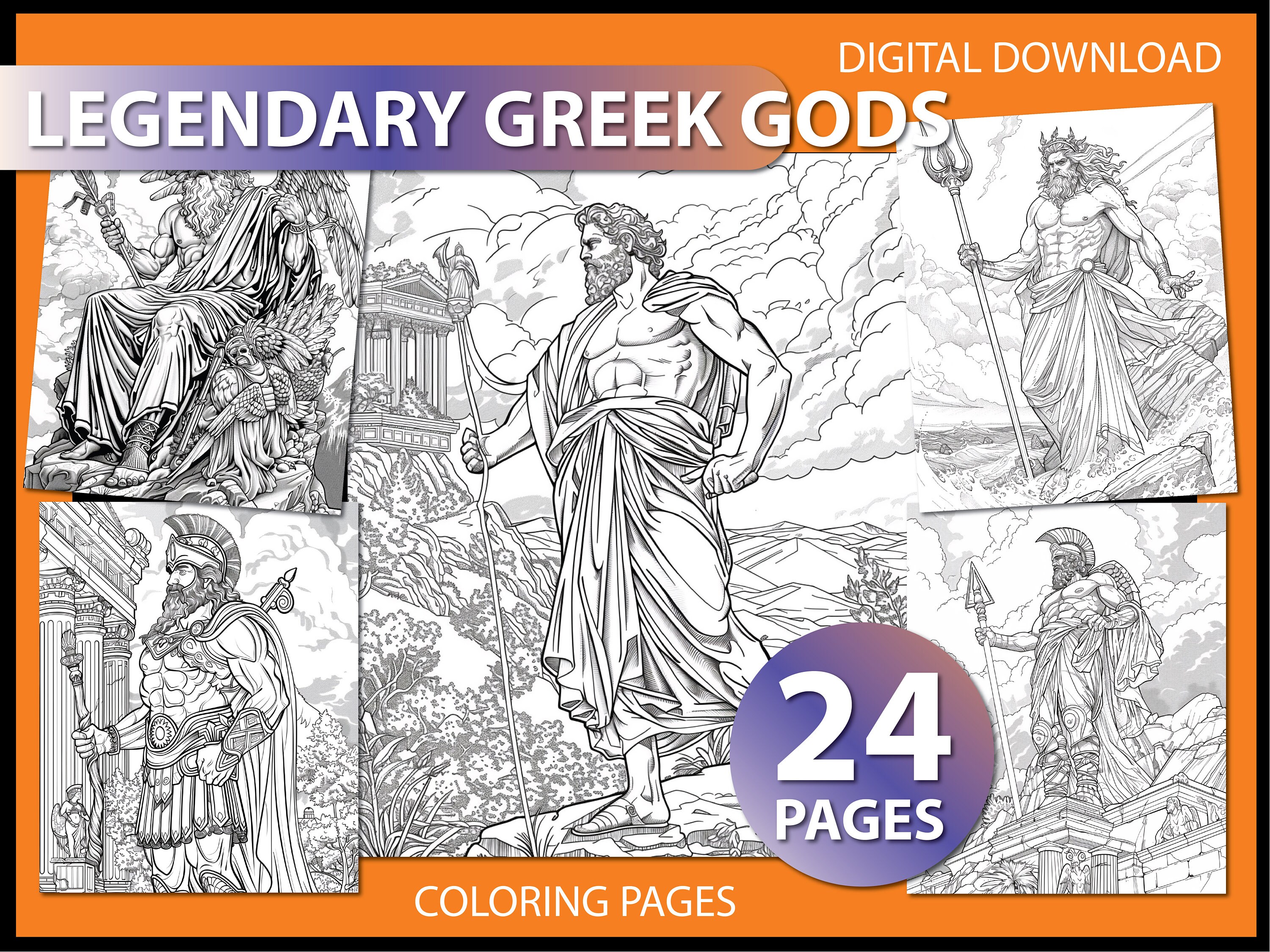Discover Legendary Greek Gods and Goddesses Coloring Page for Adults ...