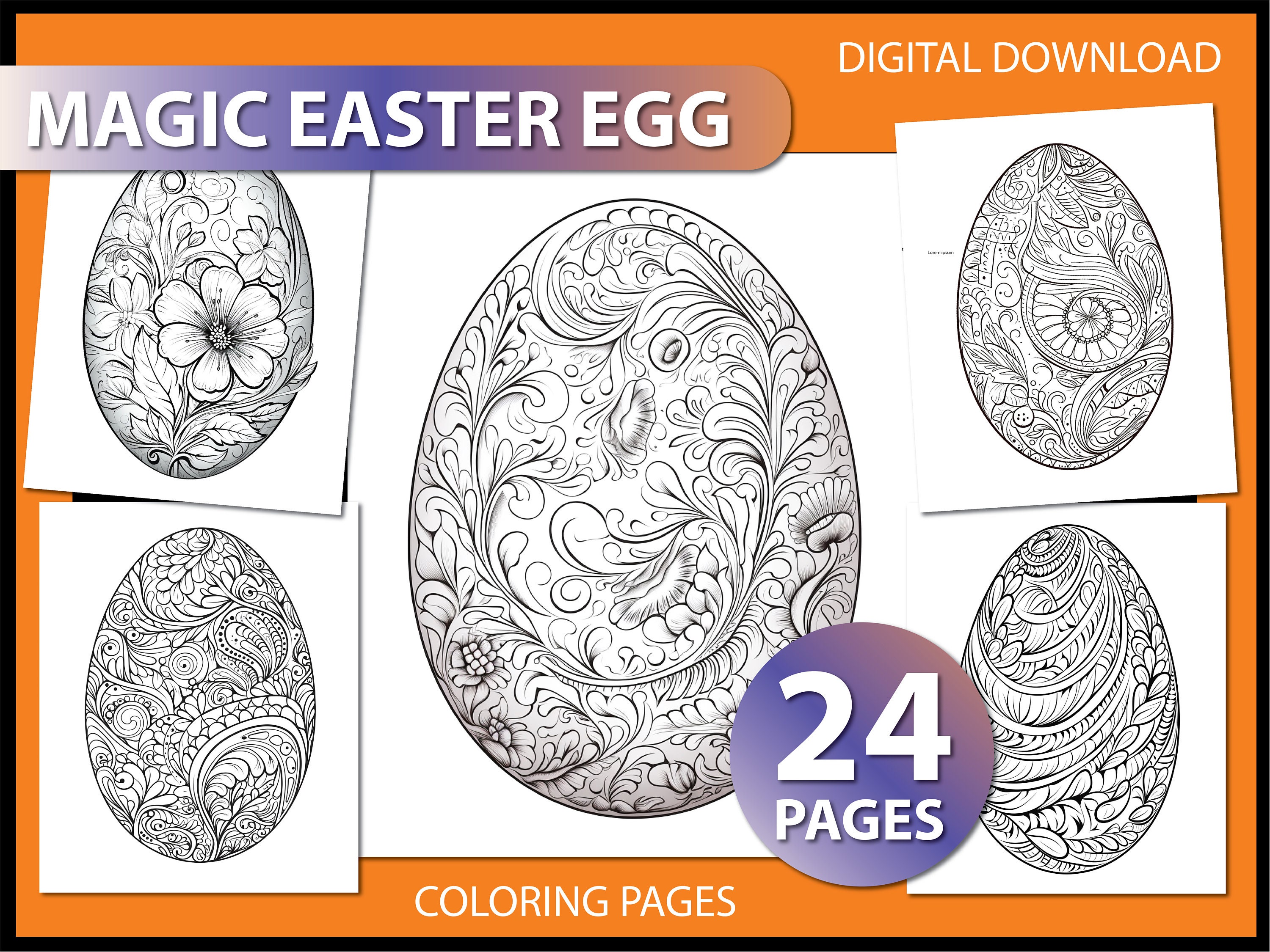 Magic Easter Eggs : Adult Coloring Page Coloring Pages for - Etsy