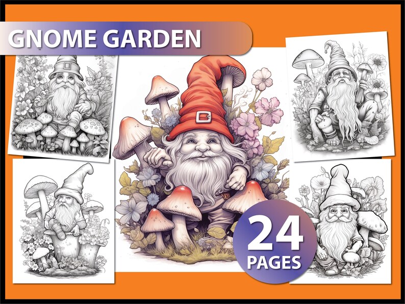 Enchanting Gnome Coloring Page for Adult Relaxation Coloring Pages Love ...