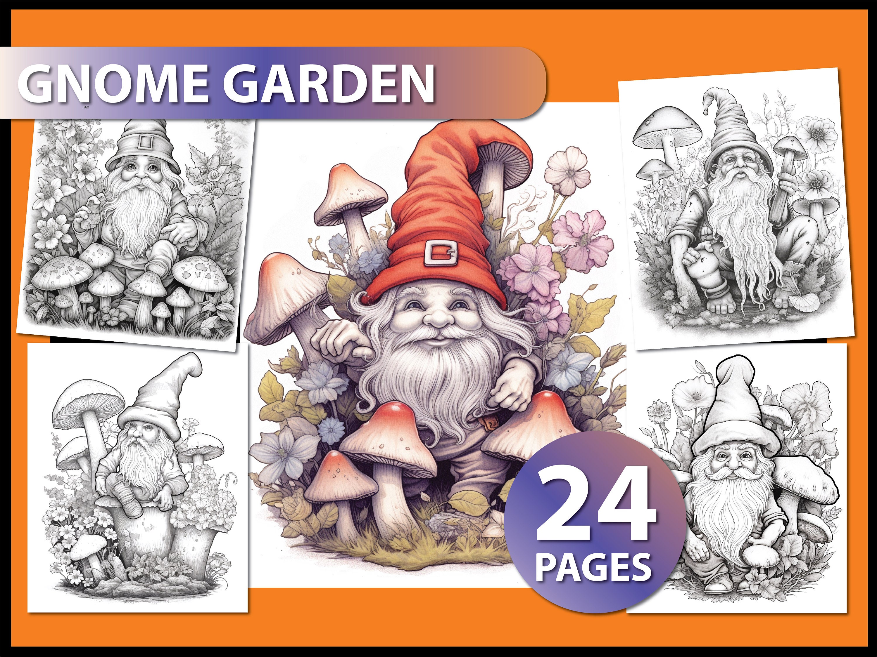 Enchanting Gnome Coloring Page for Adult Relaxation Coloring Pages Love ...