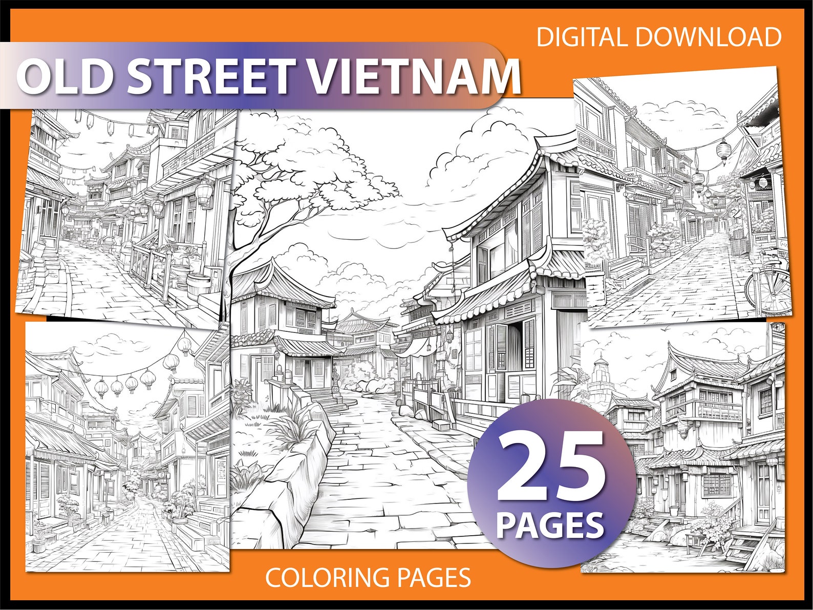 Nostalgic Charm: Old Town Coloring Pages for Adult Coloring Page for ...