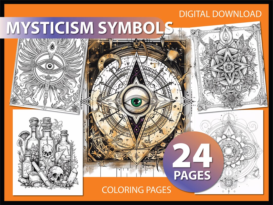 Explore Mysticism Symbols Coloring Page for Adults - Digital Download ...