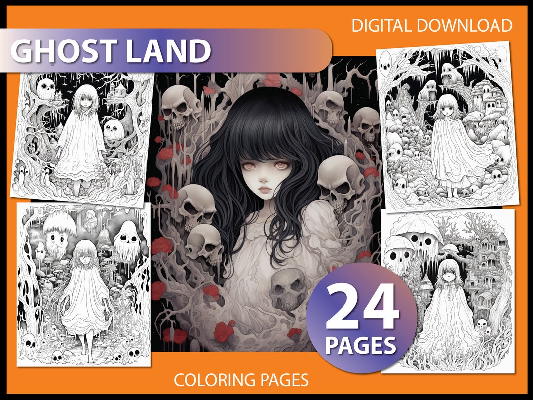 Spectral Serenity: Ghostly Girl Coloring Page for Adults - Digital ...