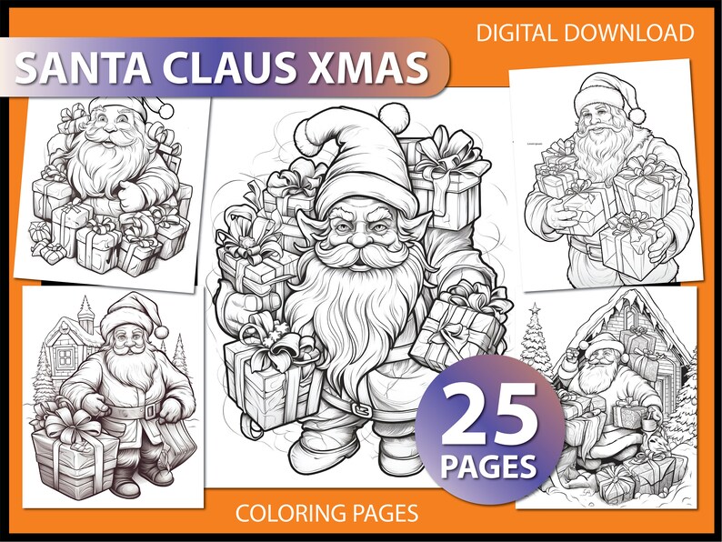 Majestic Santa: Adult Coloring Page Santa Claus Coloring Page Adult ...