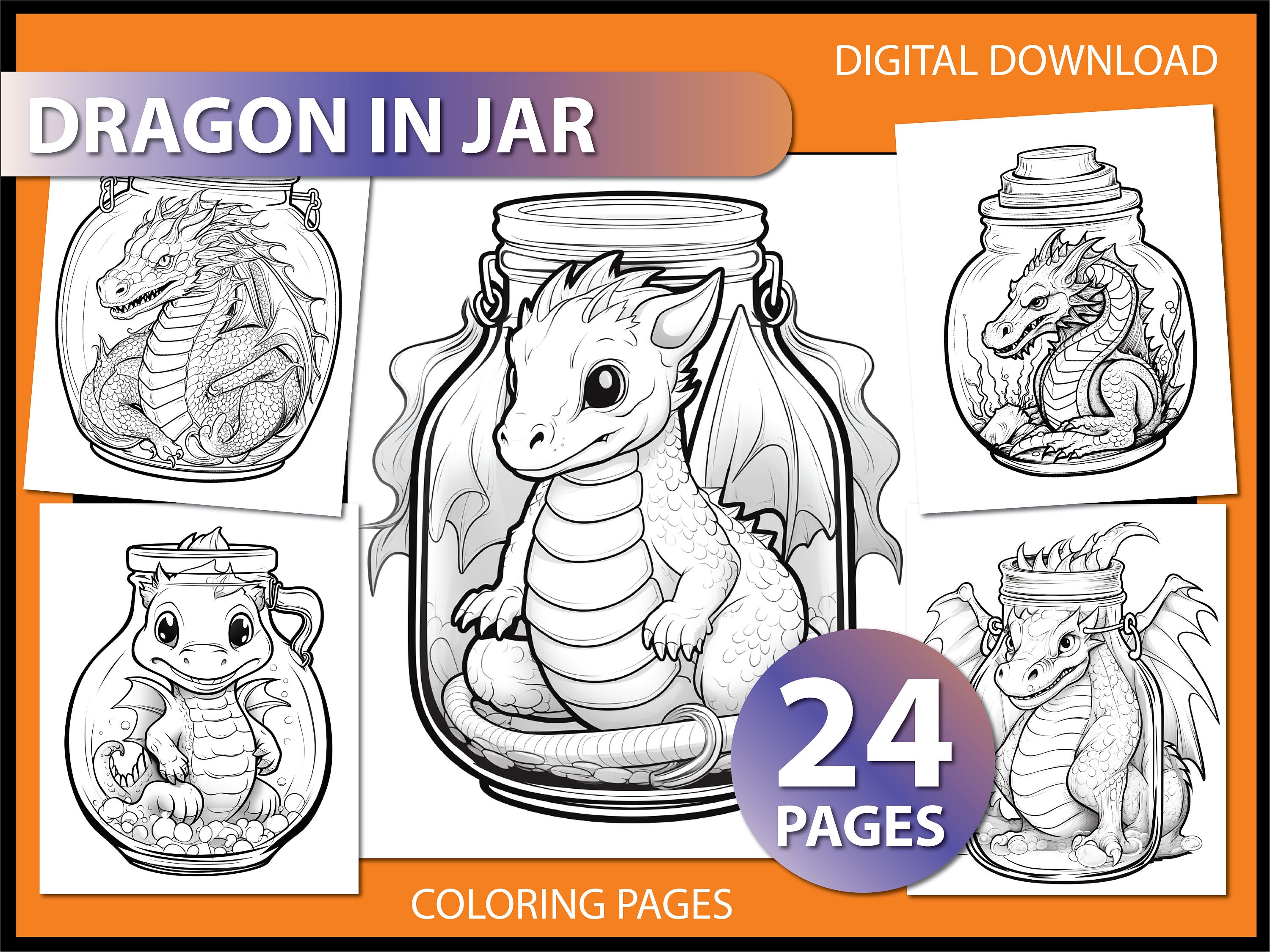 Dragon in a Jar: Adult Coloring Page Coloring Pages Adult Dragon ...