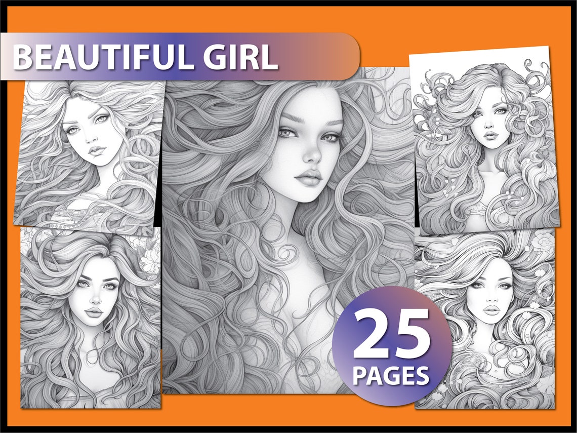 Beautiful Girl Coloring Pages for Adults Coloring Book Girl Coloring ...