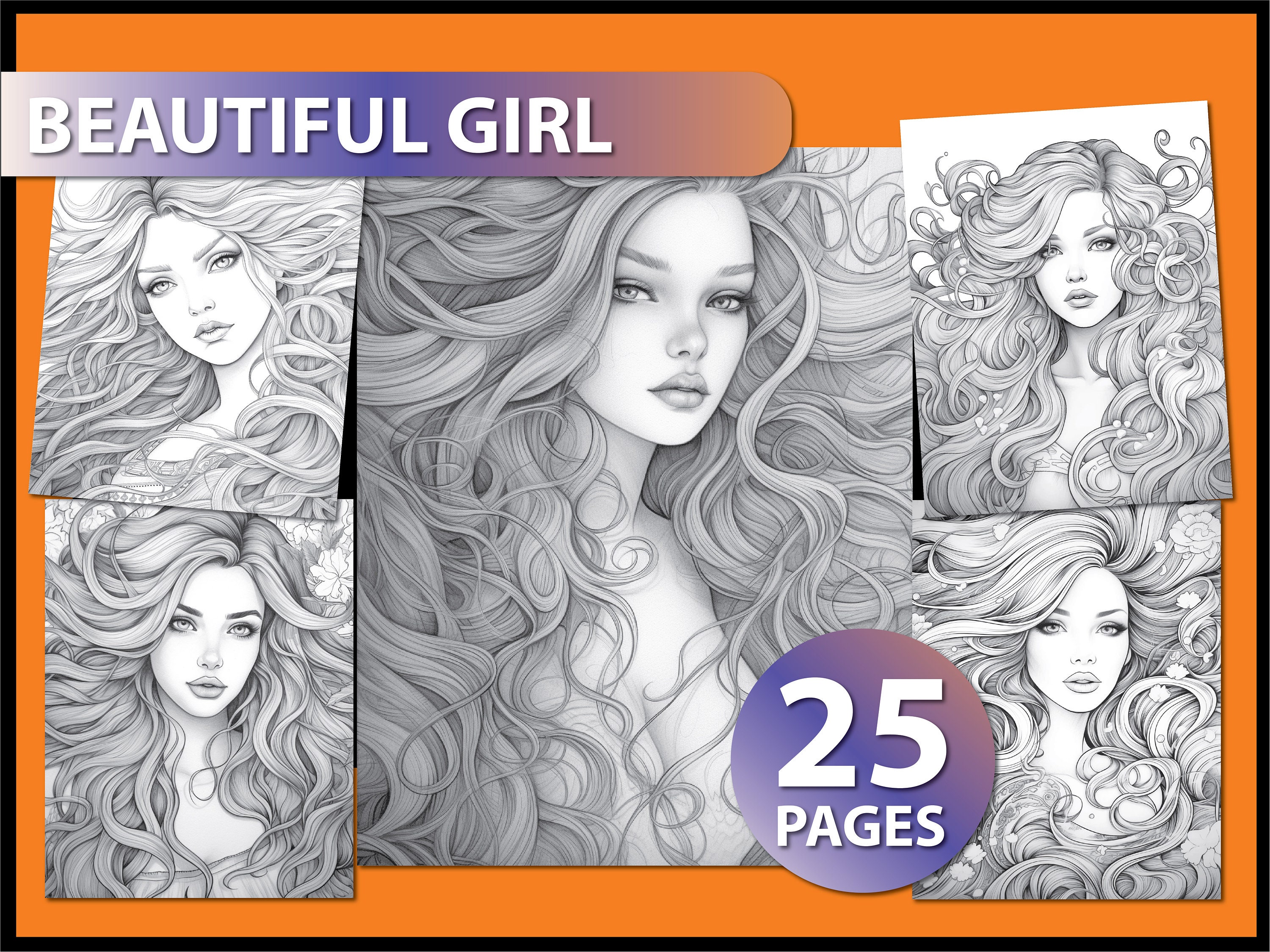Beautiful Girl Coloring Pages for Adults Coloring Book Girl Coloring ...
