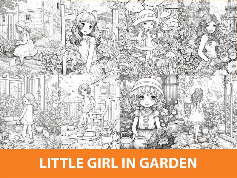 Whimsical Moments little Girl in the Garden 25 Pages Garden Fantasy ...