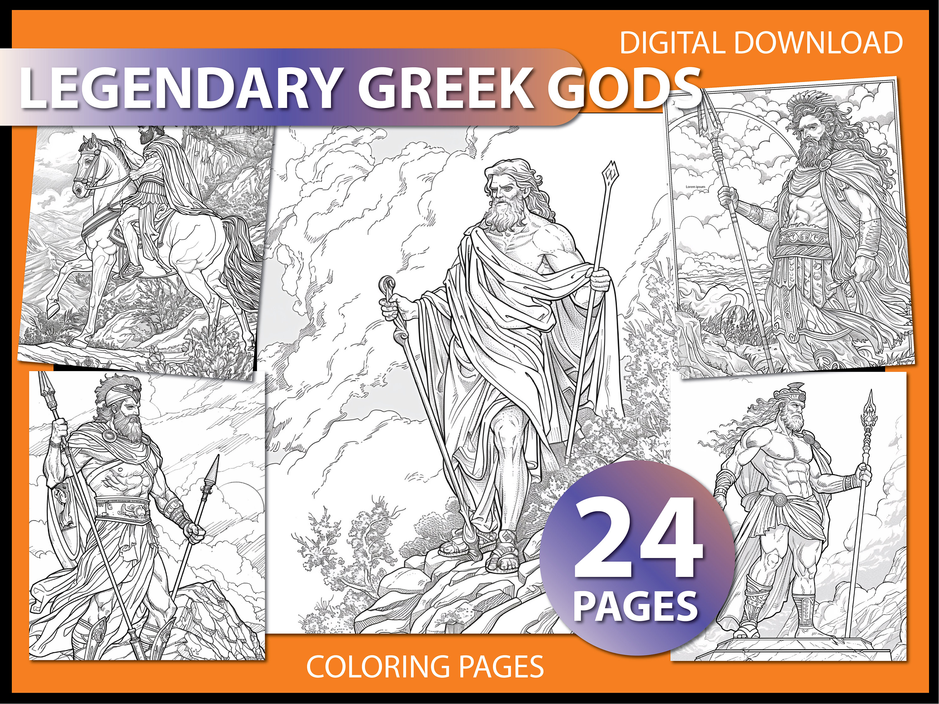 Discover Legendary Greek Gods and Goddesses Coloring Page for Adults ...