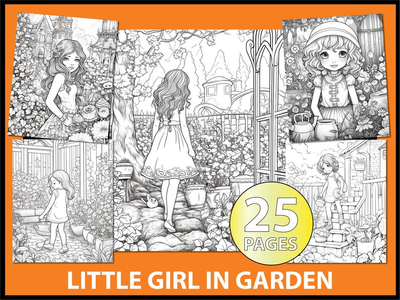 Whimsical Moments little Girl in the Garden 25 Pages Garden Fantasy ...