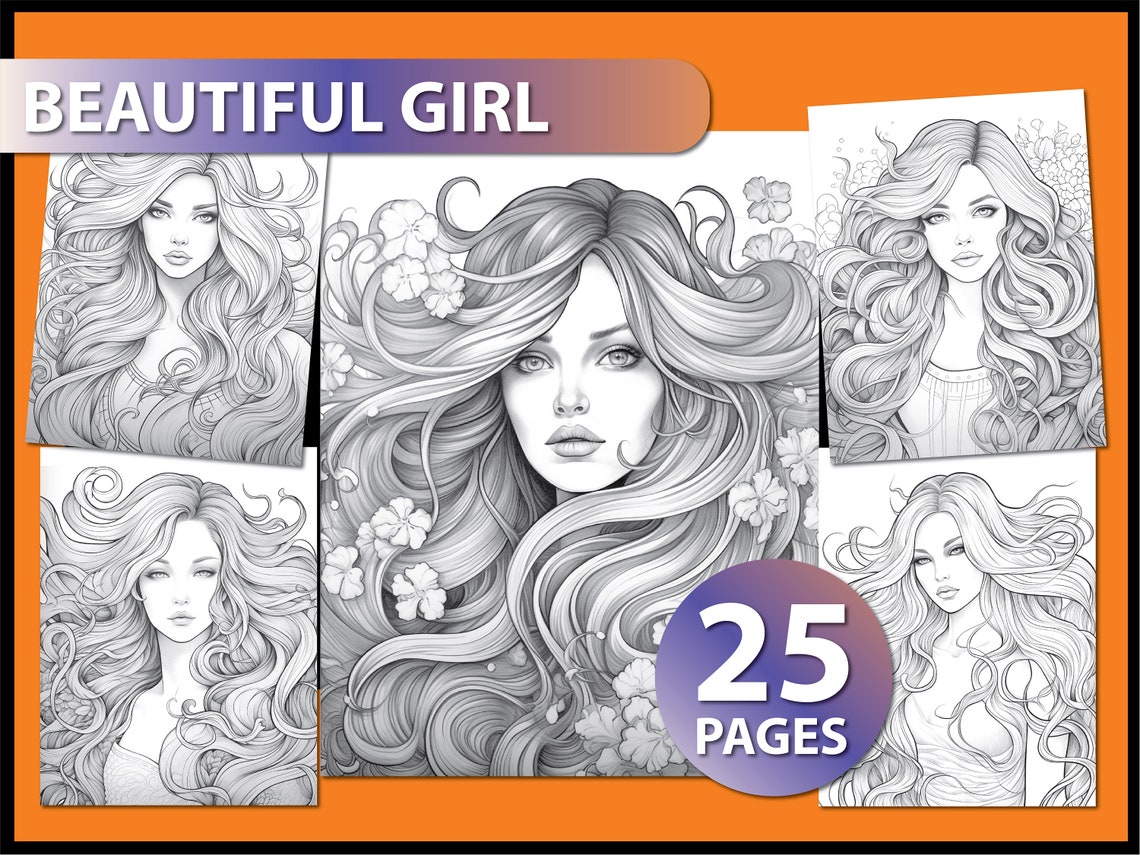Beautiful Girl Coloring Pages for Adults Coloring Book Girl Coloring ...