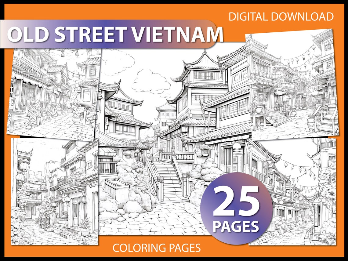 Nostalgic Charm: Old Town Coloring Pages for Adult Coloring - Etsy