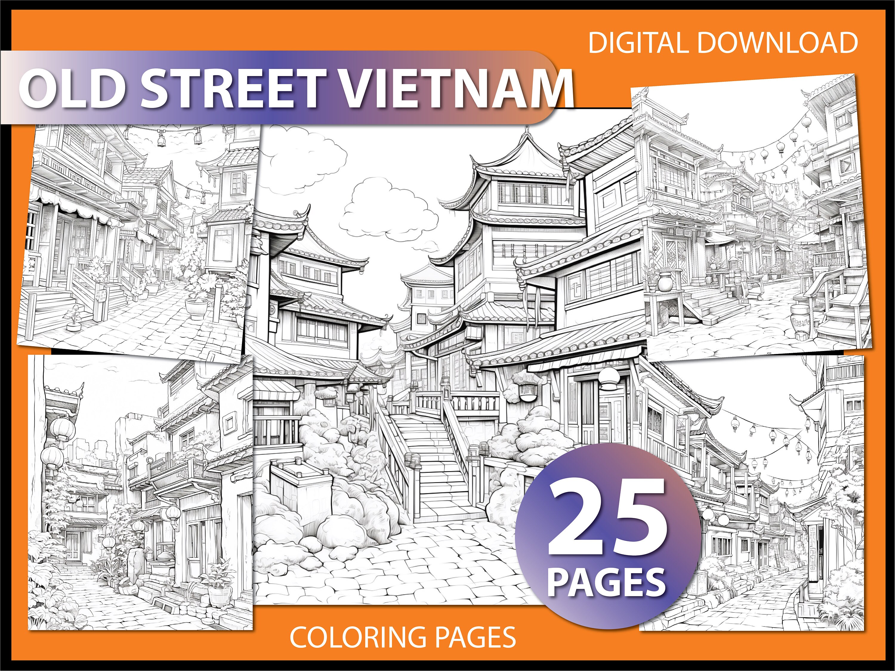 Nostalgic Charm: Old Town Coloring Pages for Adult Coloring Page for ...