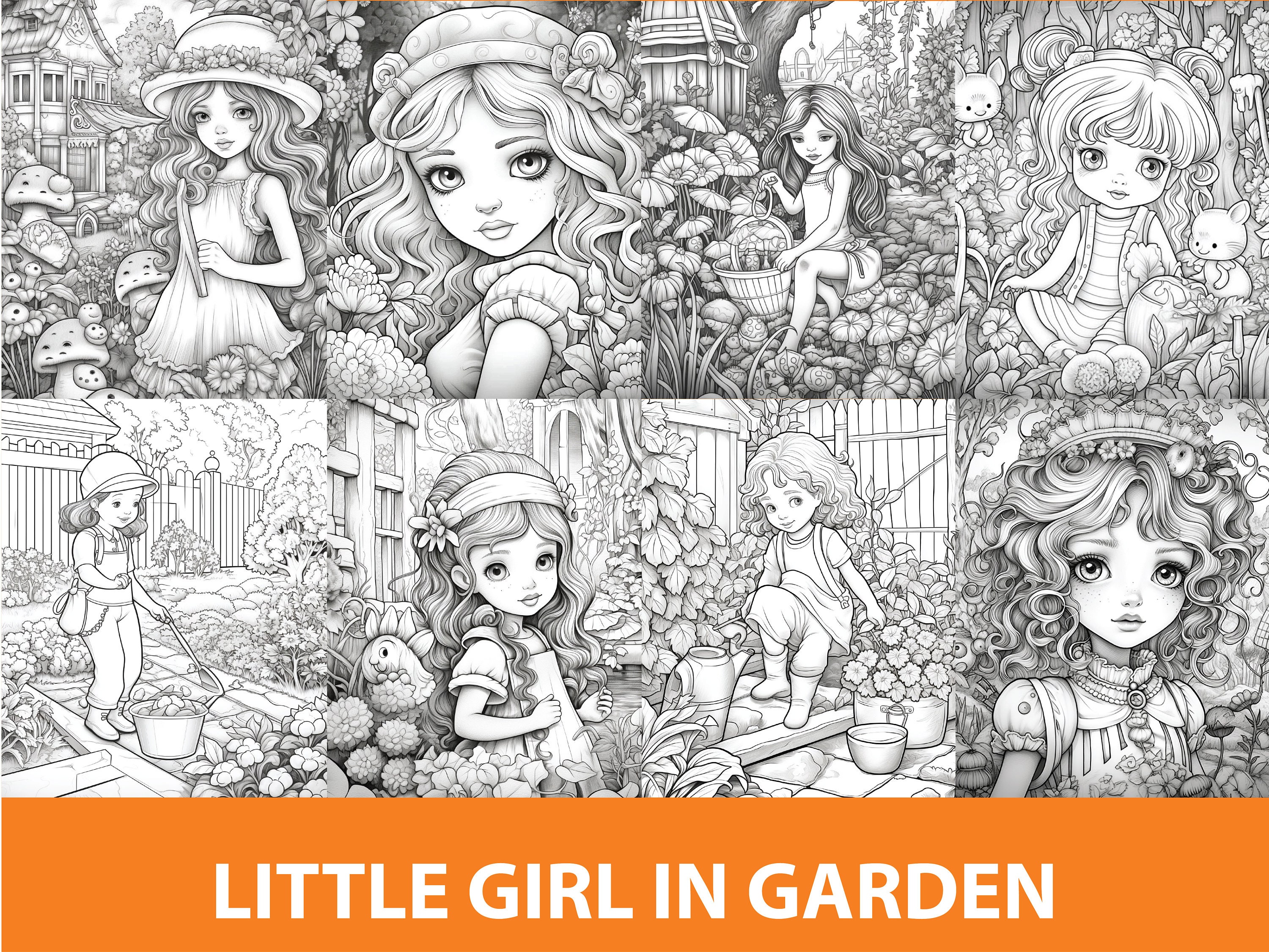 Whimsical Moments little Girl in the Garden 25 Pages Garden Fantasy ...