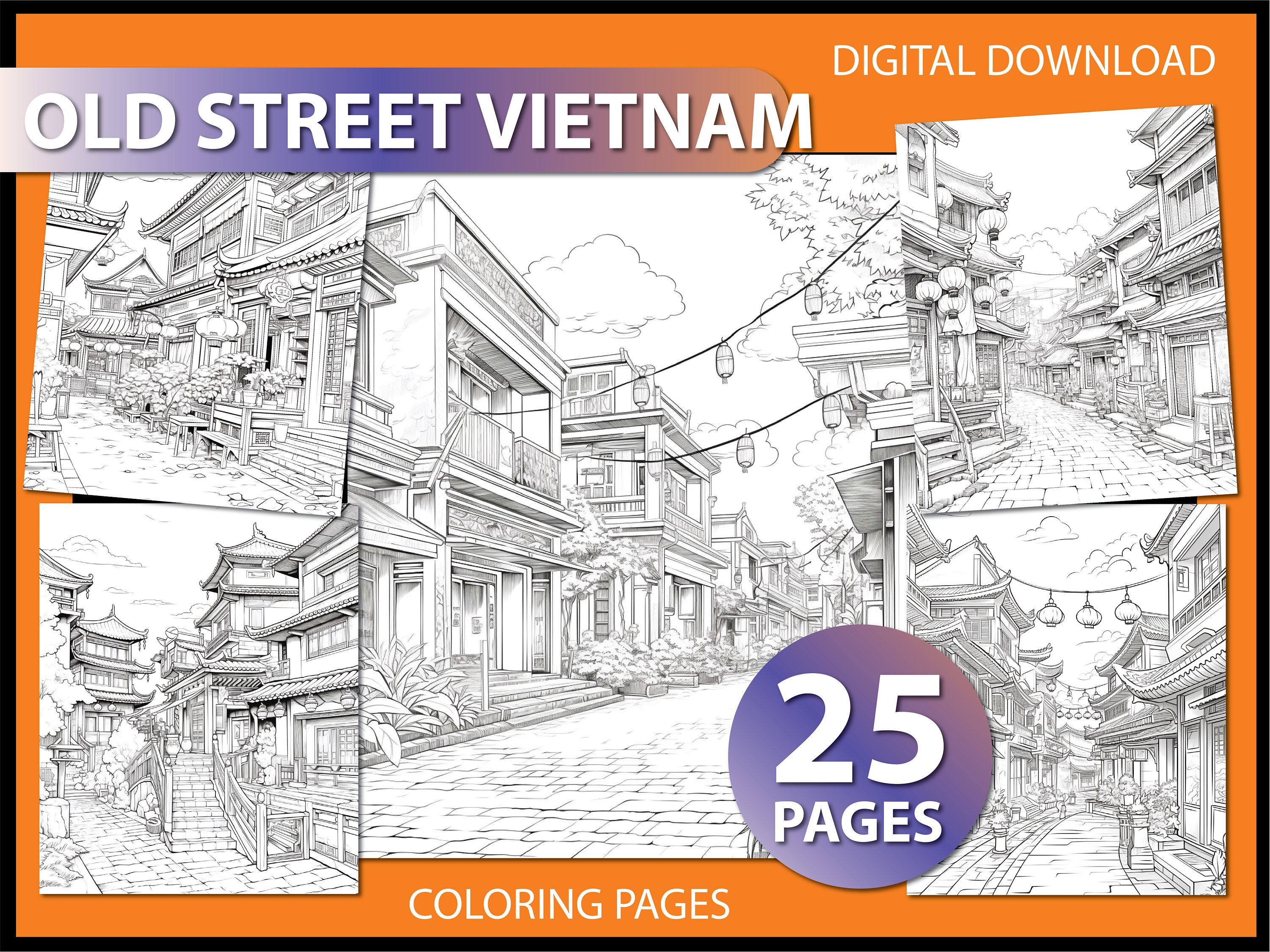 Nostalgic Charm: Old Town Coloring Pages for Adult Coloring Page for ...