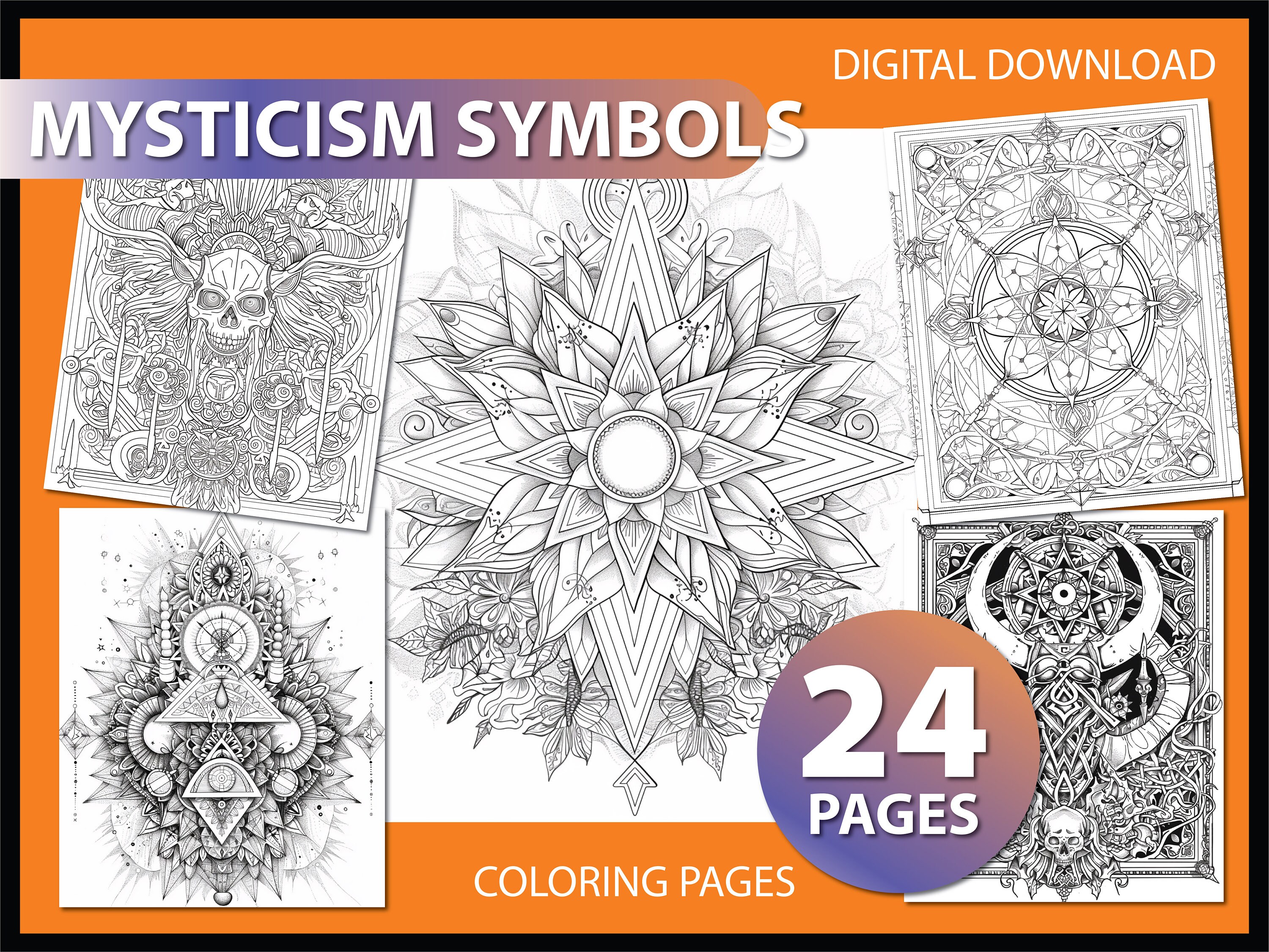 Explore Mysticism Symbols Coloring Page for Adults - Digital Download ...