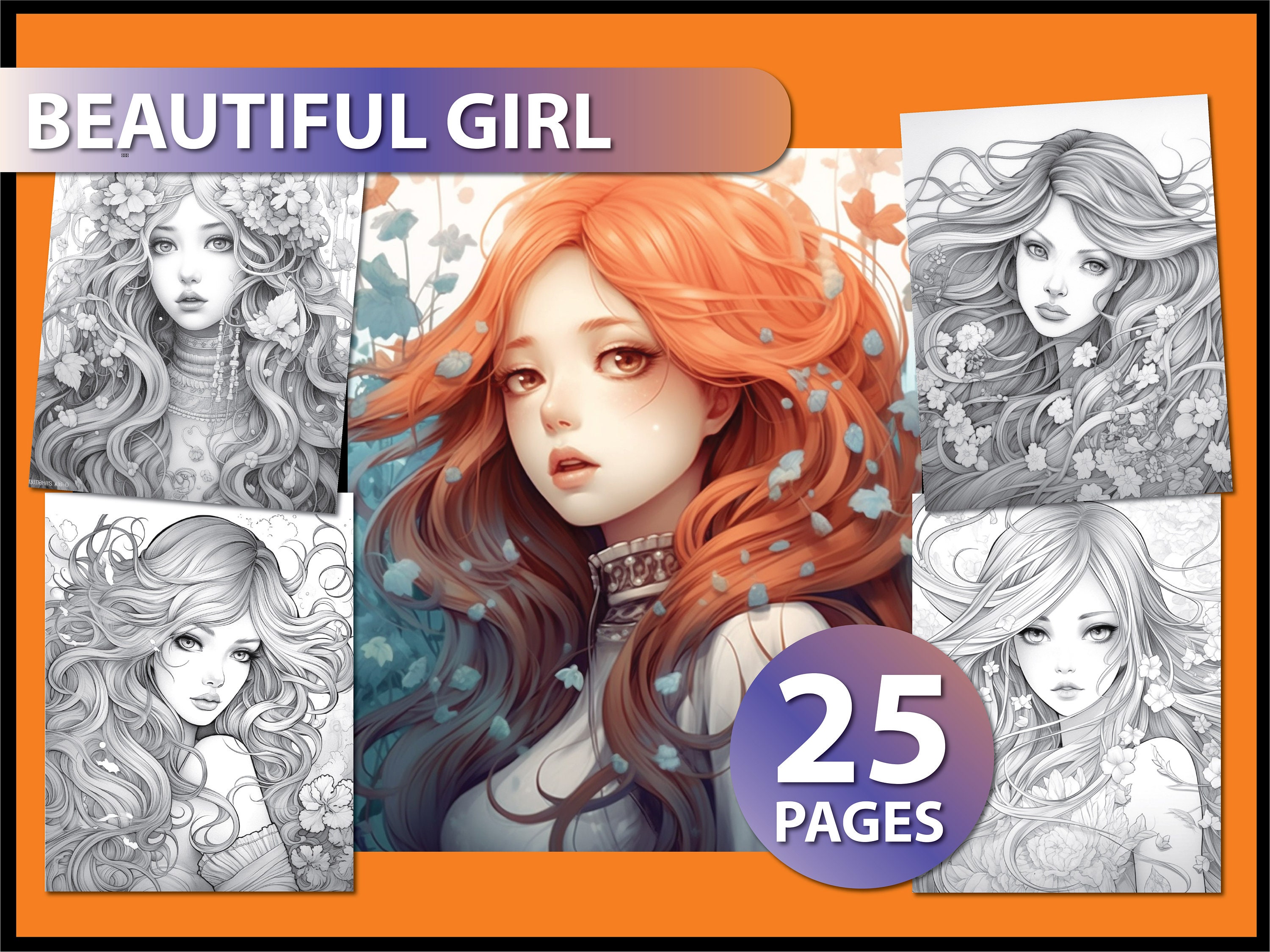 Beautiful Girl Coloring Pages for Adults Coloring Book Girl Coloring ...