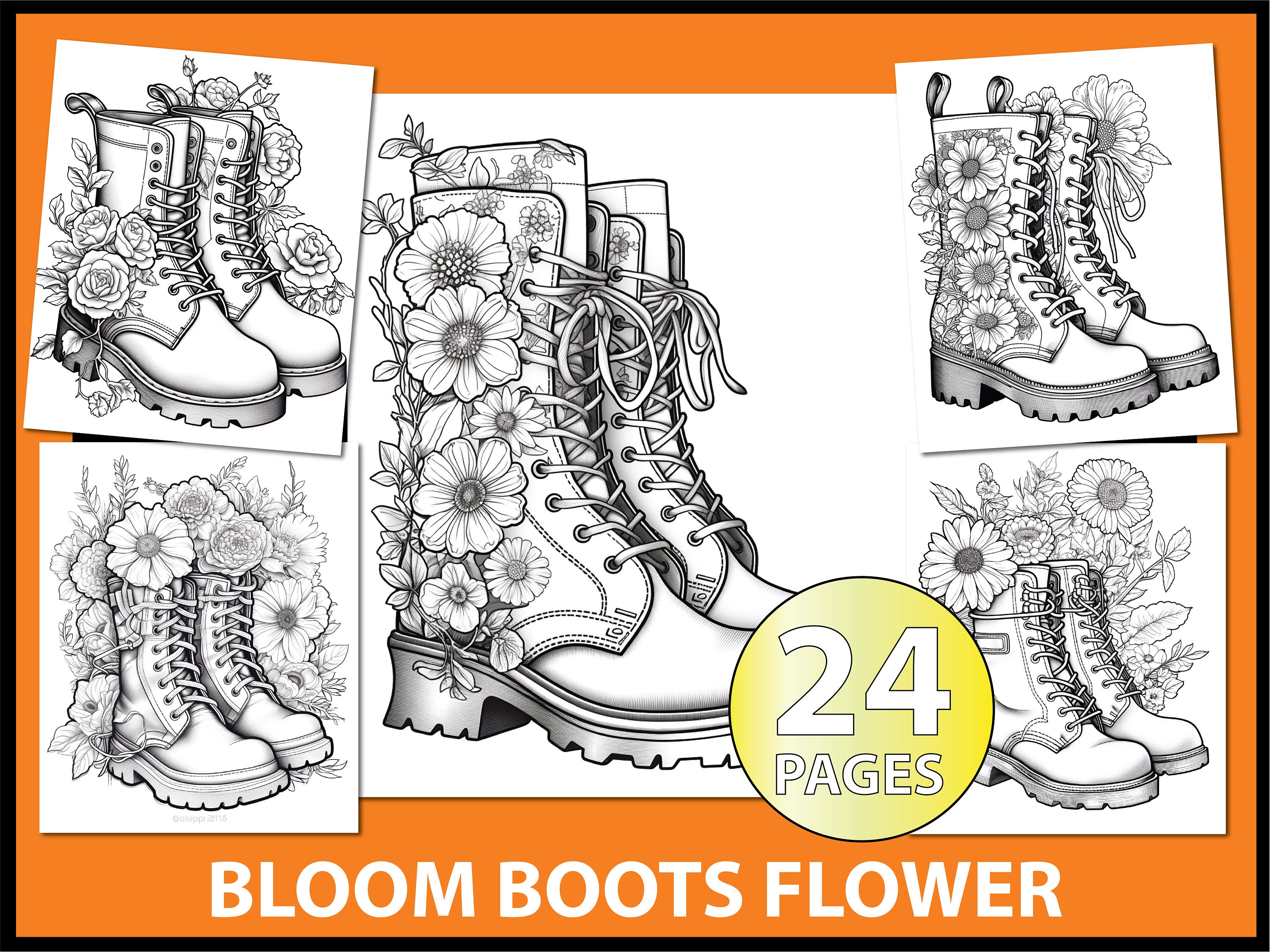 Blooming Splendor: Bloom Boots Coloring Pages for Adults - Etsy