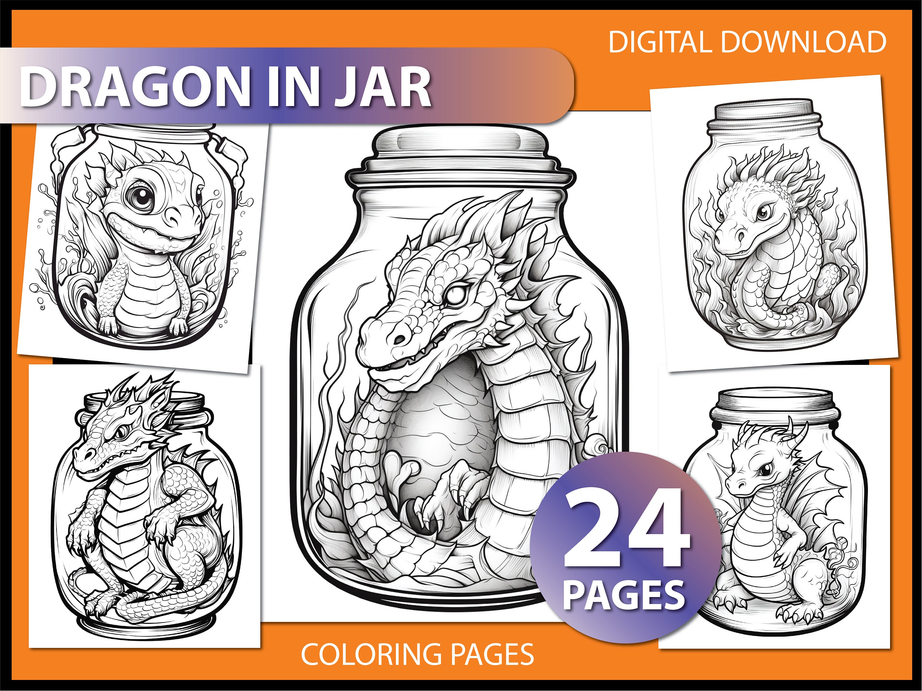 Dragon in a Jar: Adult Coloring Page Coloring Pages Adult Dragon ...