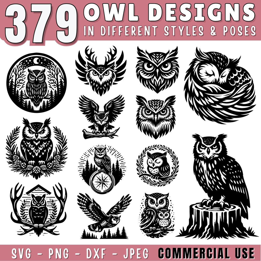 Owl SVG Bundle | Owl Clipart Laser, Engrave, Cut & Cricut | Night Owl ...