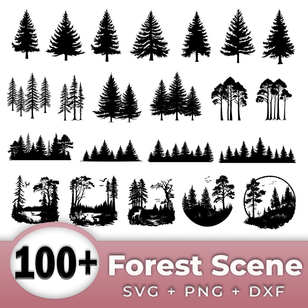 Forest Tree Scenery SVG Bundle - High Quality Wilderness Camping ...