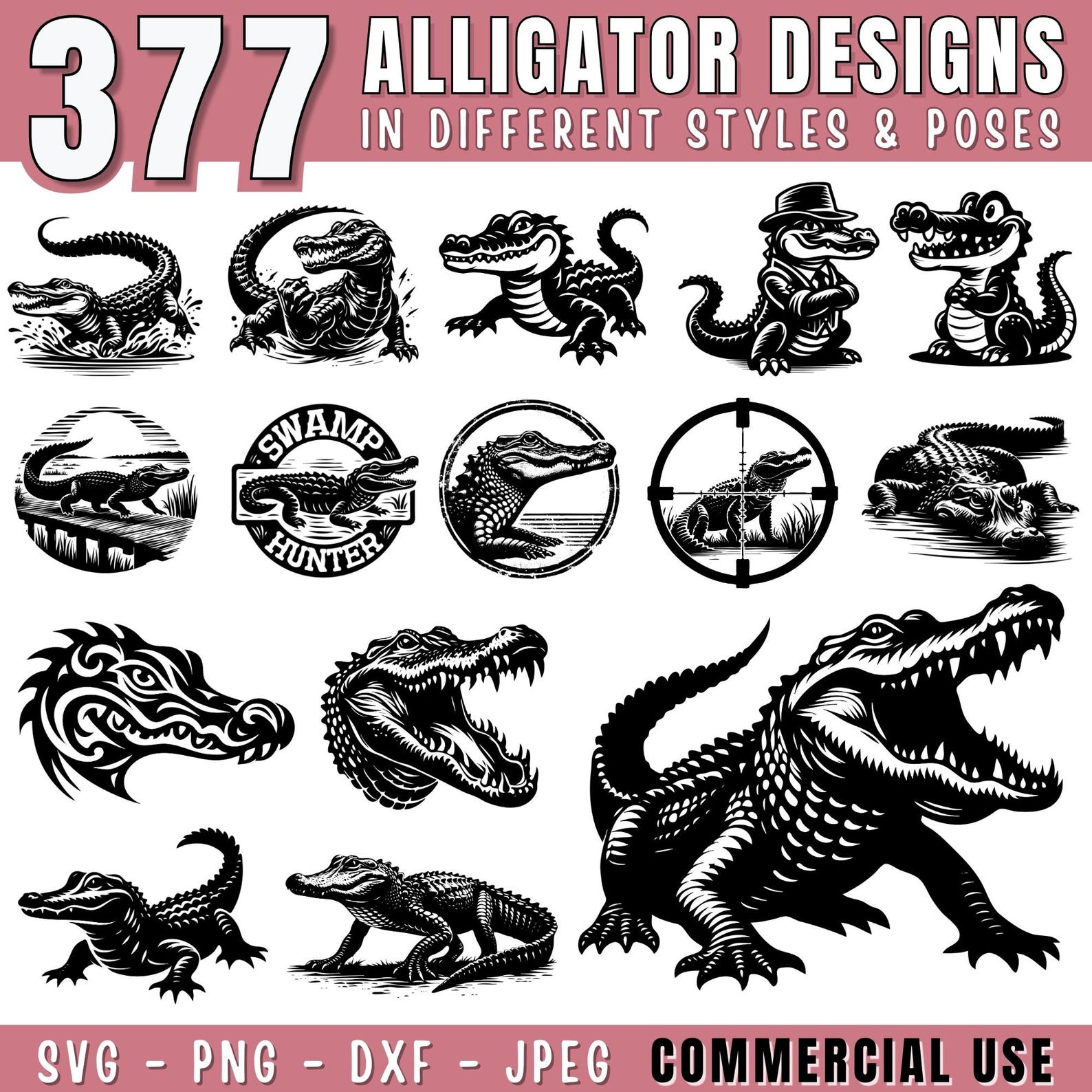 Alligator SVG Bundle | Cute & Wild Gator Clipart | Alligator and ...