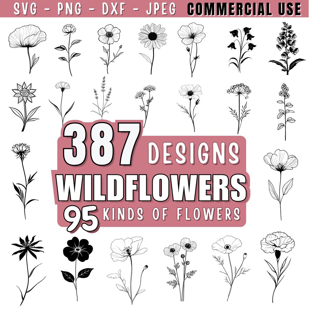 Wildflower Floral SVG Bundle | Botanical Floral Svg | Flower Clipart ...