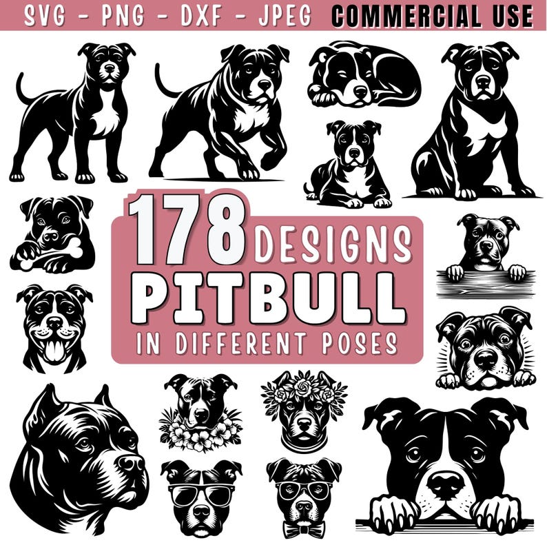 American Pit Bull Terrier Dog SVG Bundle | Peeking & Silhouette Pitbull ...