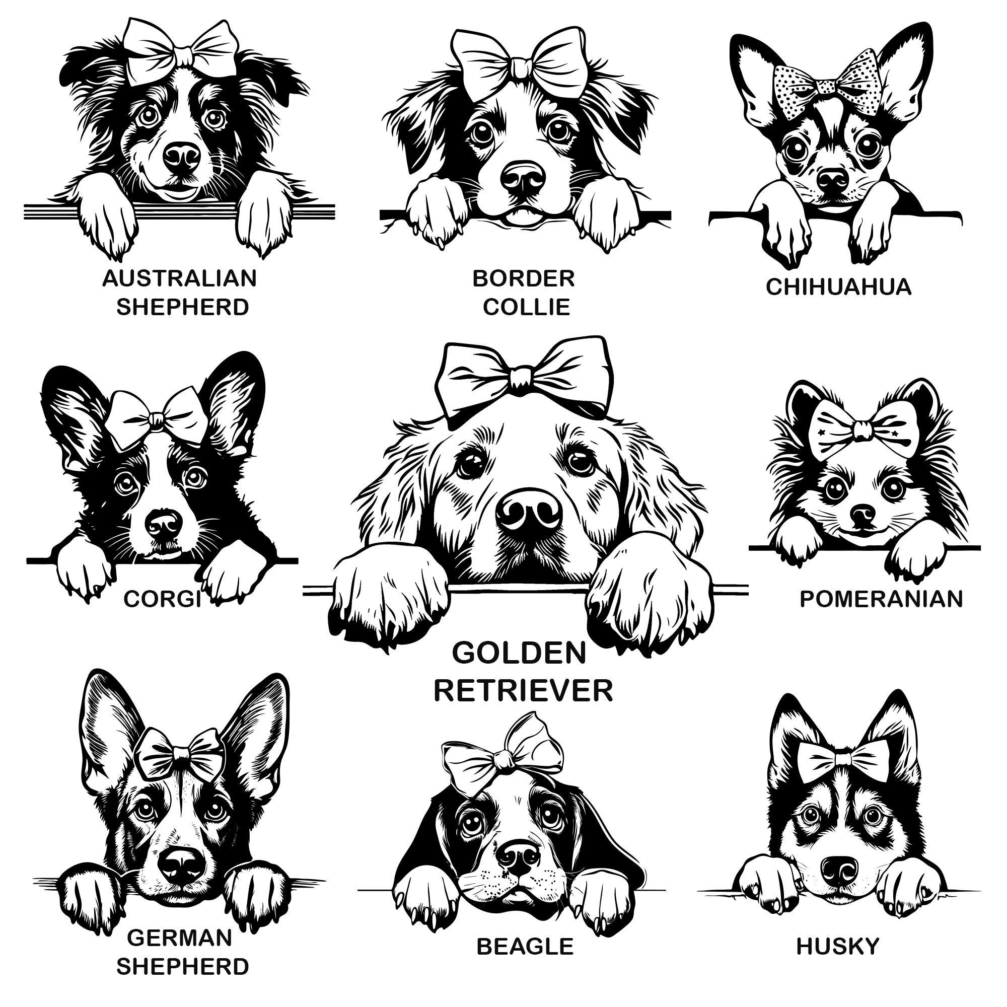 Cute Adorable Peeking Dog SVG Bundle File V.2, All Breeds Collection ...