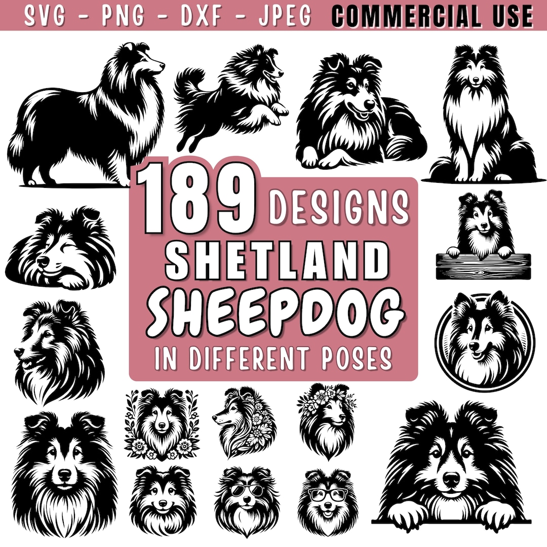 Shetland Sheepdog SVG Bundle | Cute & Peeking Sheltie Clipart | Sheltie ...
