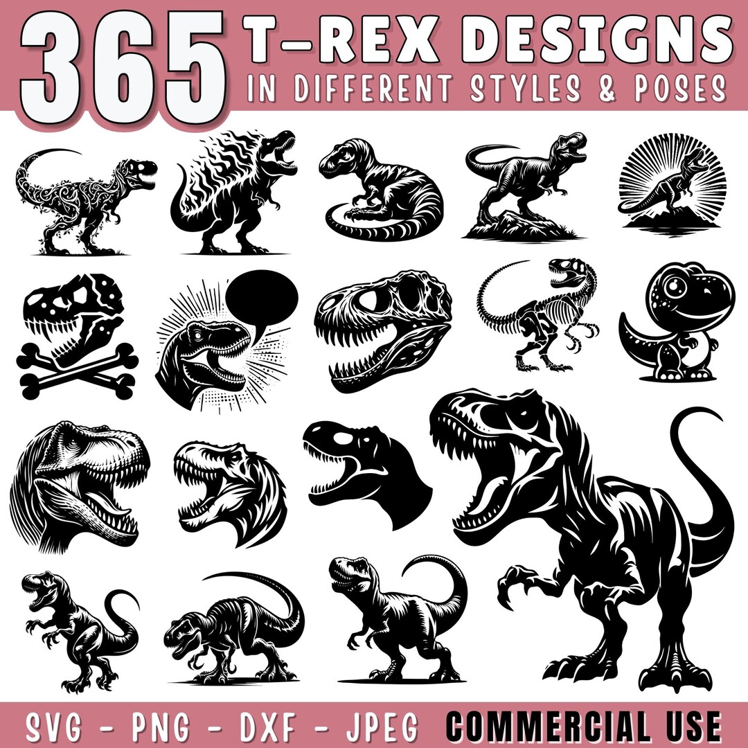 T‑rex SVG Bundle | Tyrannosaurus Rex Clipart | Dinosaur | Cute ...