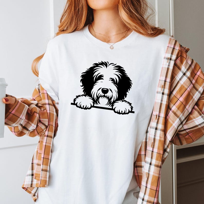 Old English Sheepdog SVG Bundle | Peeking & Silhouette Bobtail Clipart ...