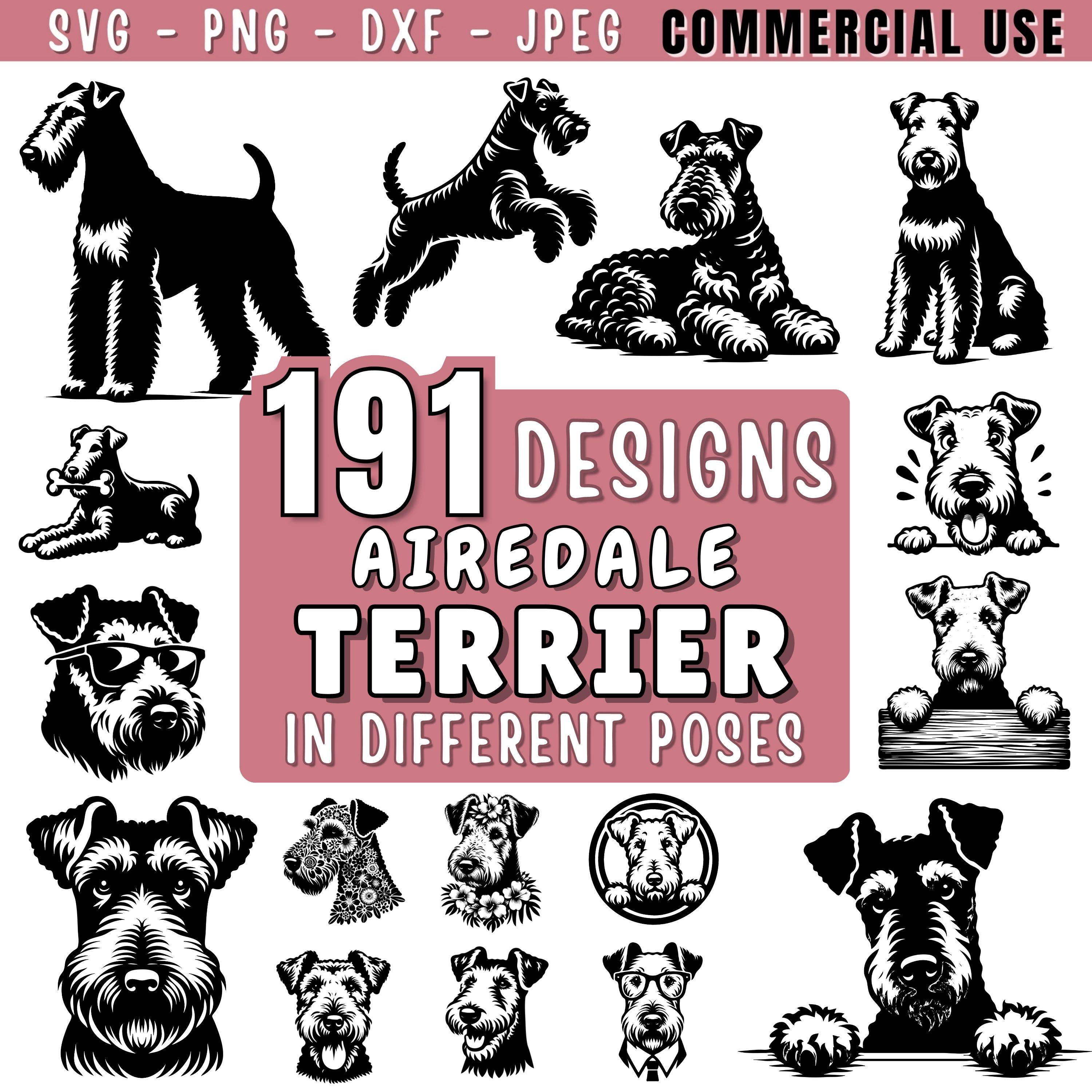 Airedale Terrier Dog SVG Bundle | Dog Svg | Peeking & Silhouette ...