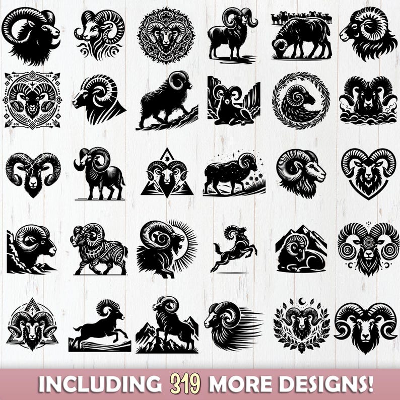 Ram SVG Bundle | Bighorn and Farm Ram Clipart | Tup Svg | Buck Sheep ...