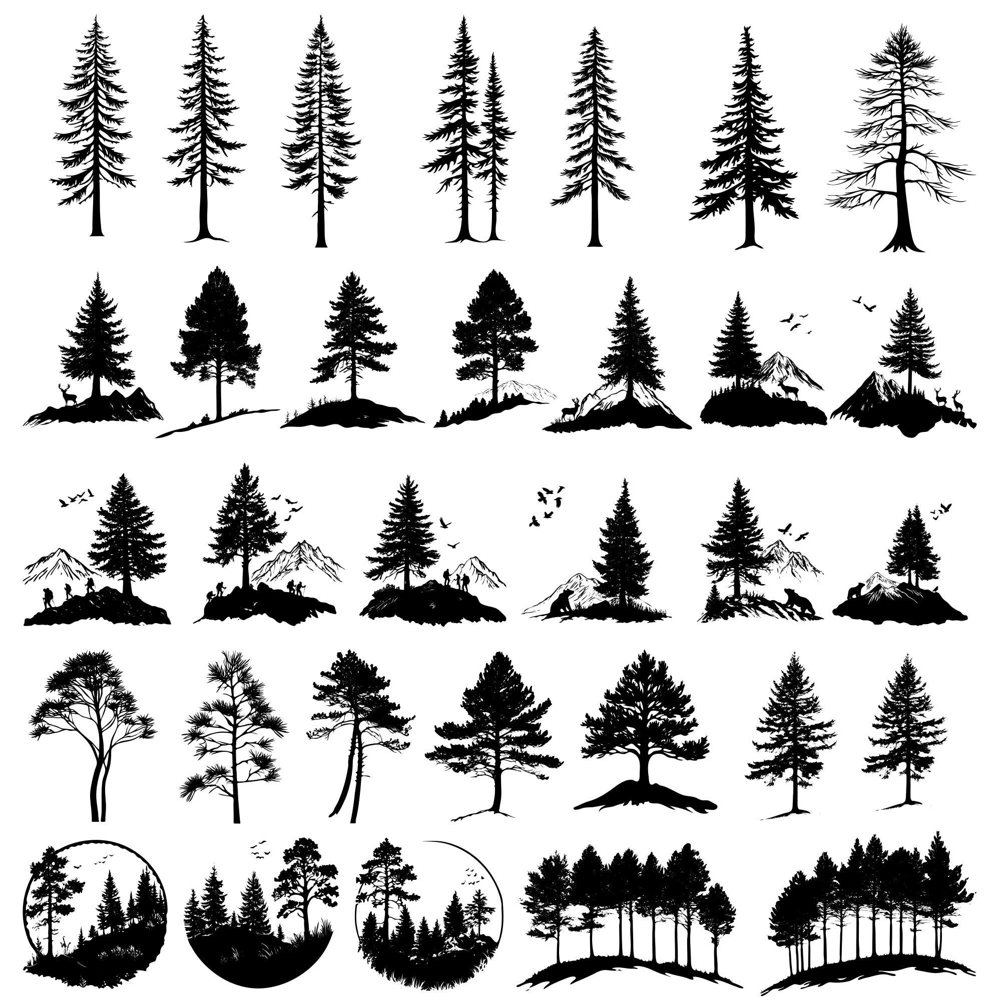 Forest Tree Scenery SVG Bundle - High Quality Wilderness Camping ...