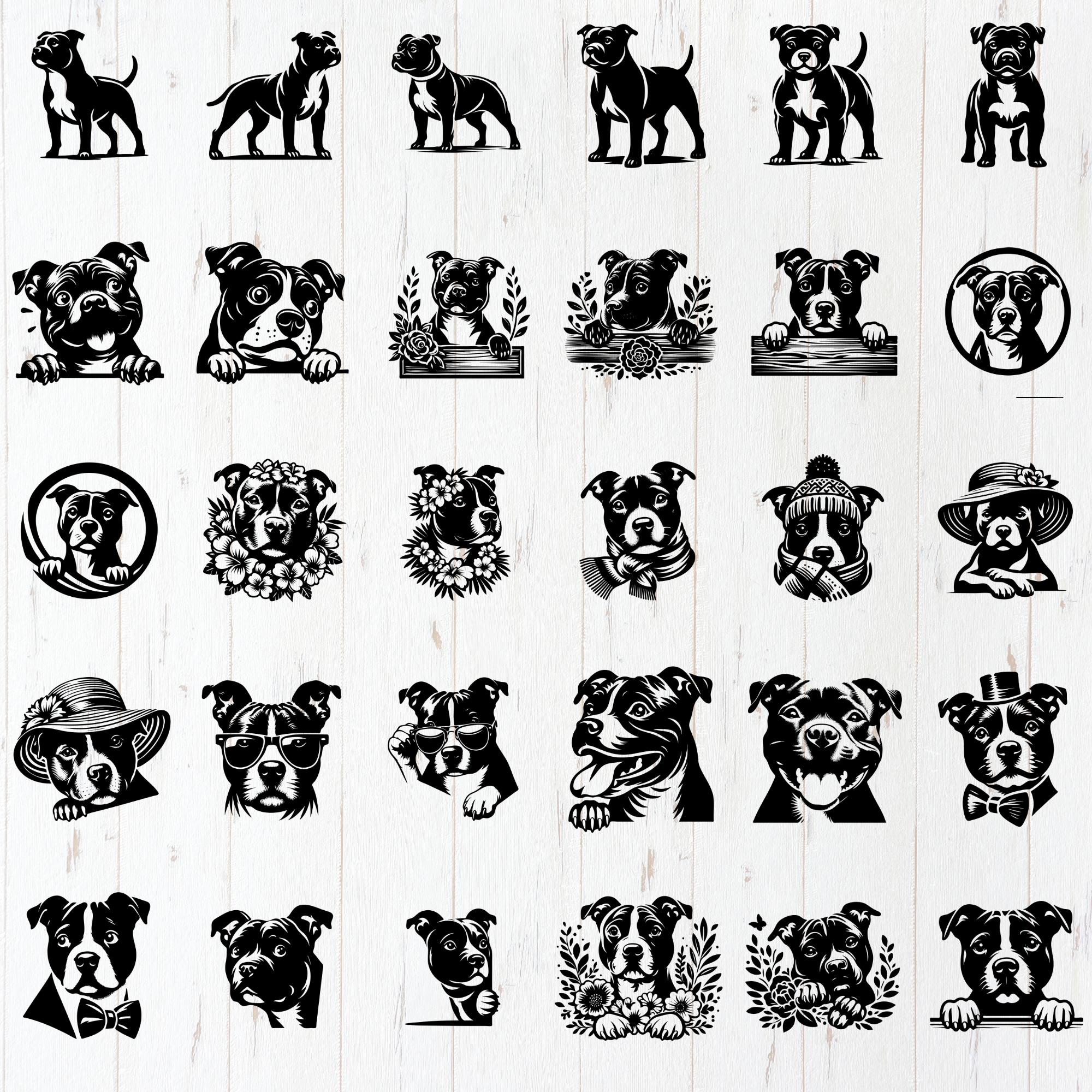 Staffordshire Bull Terrier SVG Bundle | Peeking & Silhouette Staffy ...