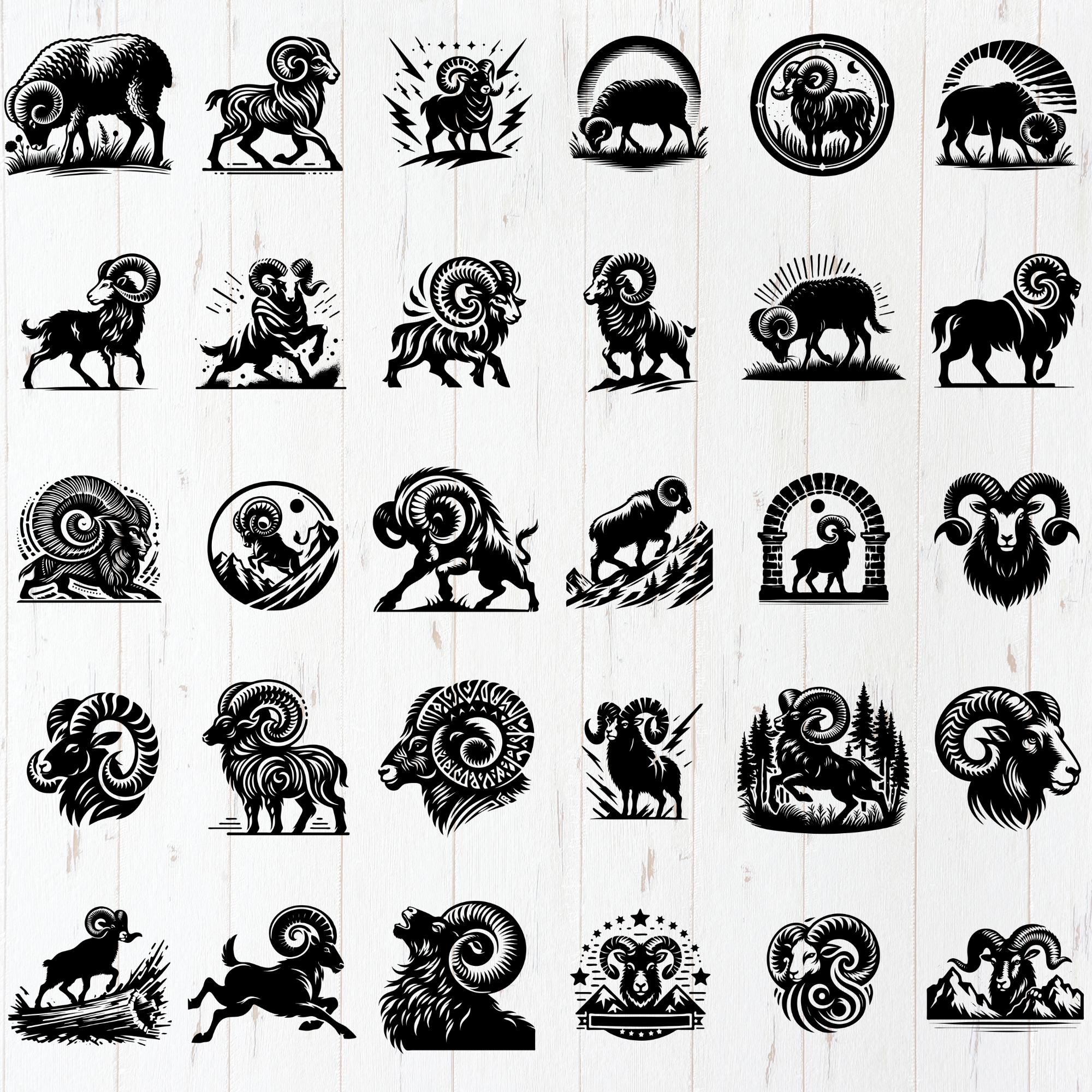 Ram SVG Bundle | Bighorn and Farm Ram Clipart | Tup Svg | Buck Sheep ...
