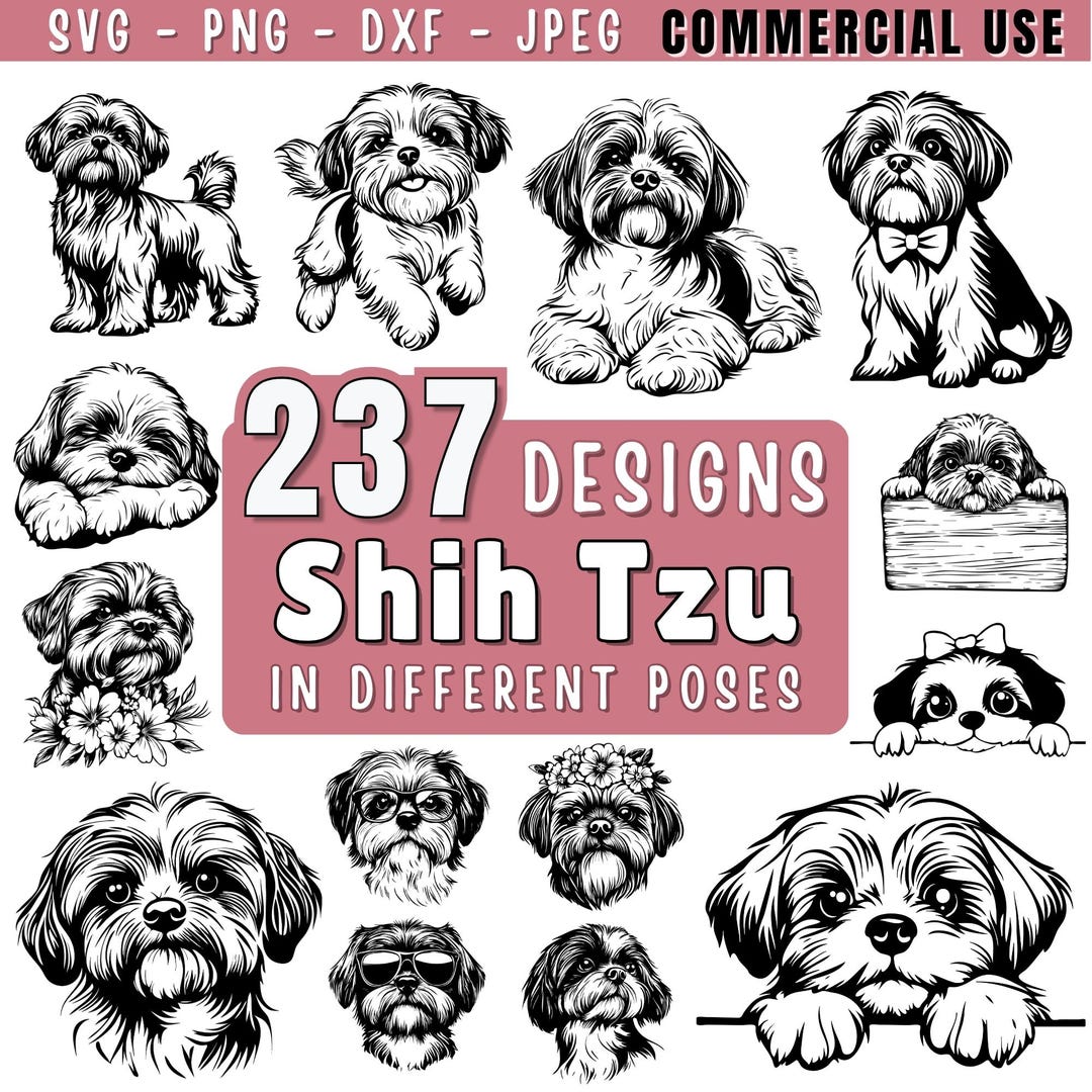 Shih Tzu Dog SVG Bundle File, Dog Pet Lover, Dog Clipart for Cricut or ...