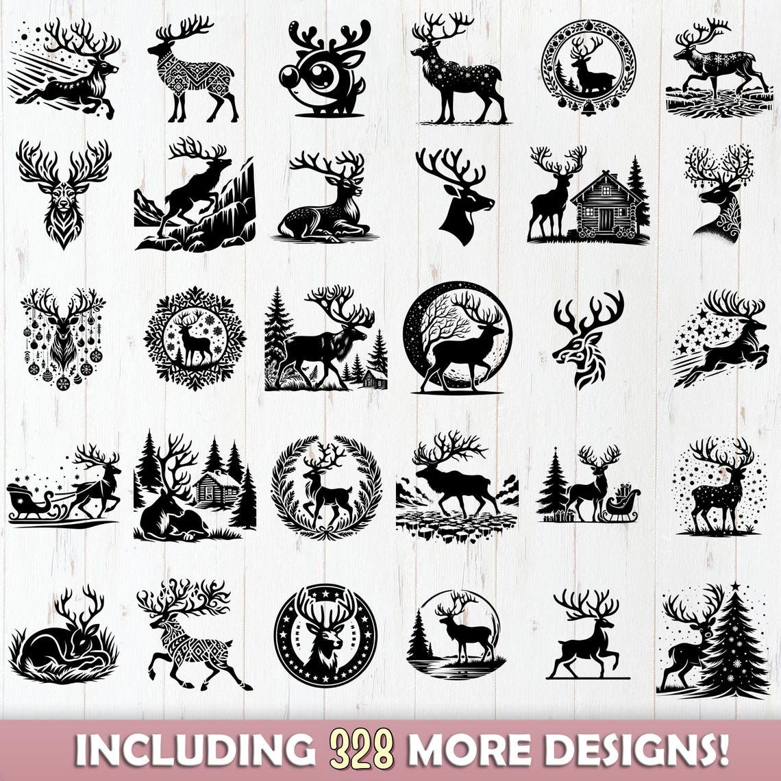 Reindeer SVG Bundle | Cute & Christmas Reindeer Clipart | Reindeer ...