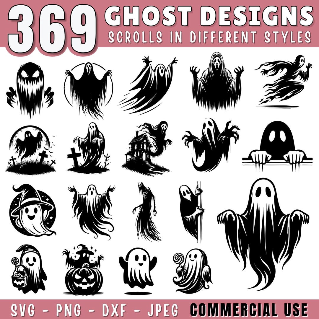 Ghost SVG Bundle | Cute & Spooky Halloween Ghost Clipart | Horror Svg ...
