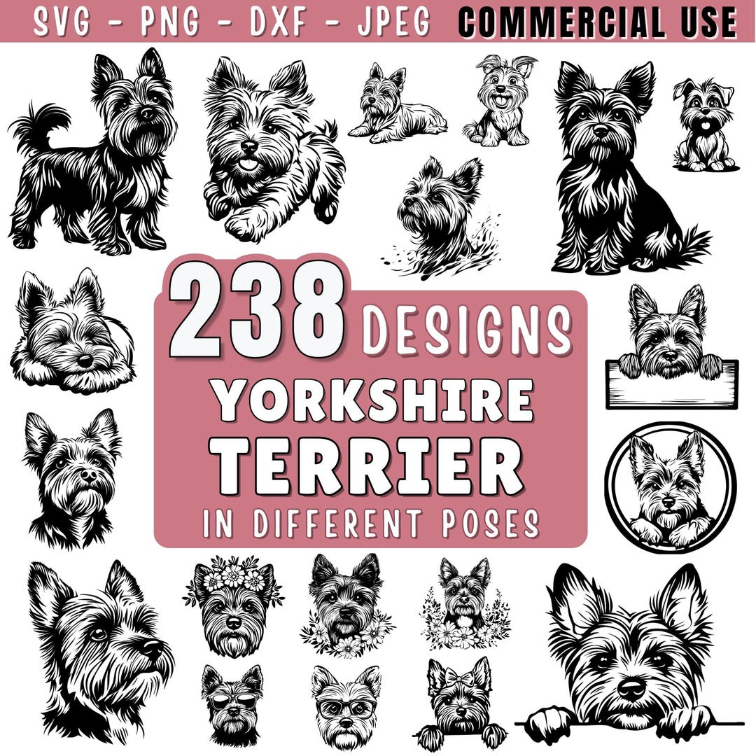 Yorkshire Terrier (yorkie) Dog SVG Bundle | Cute Yorkie Clipart and ...