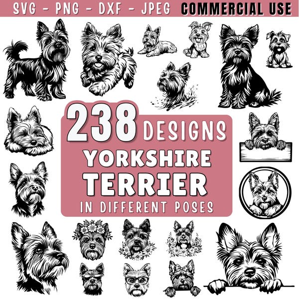 Yorkie Clipart - Etsy