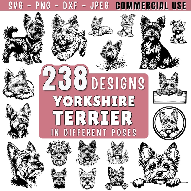 Yorkie Art Svg - Etsy UK