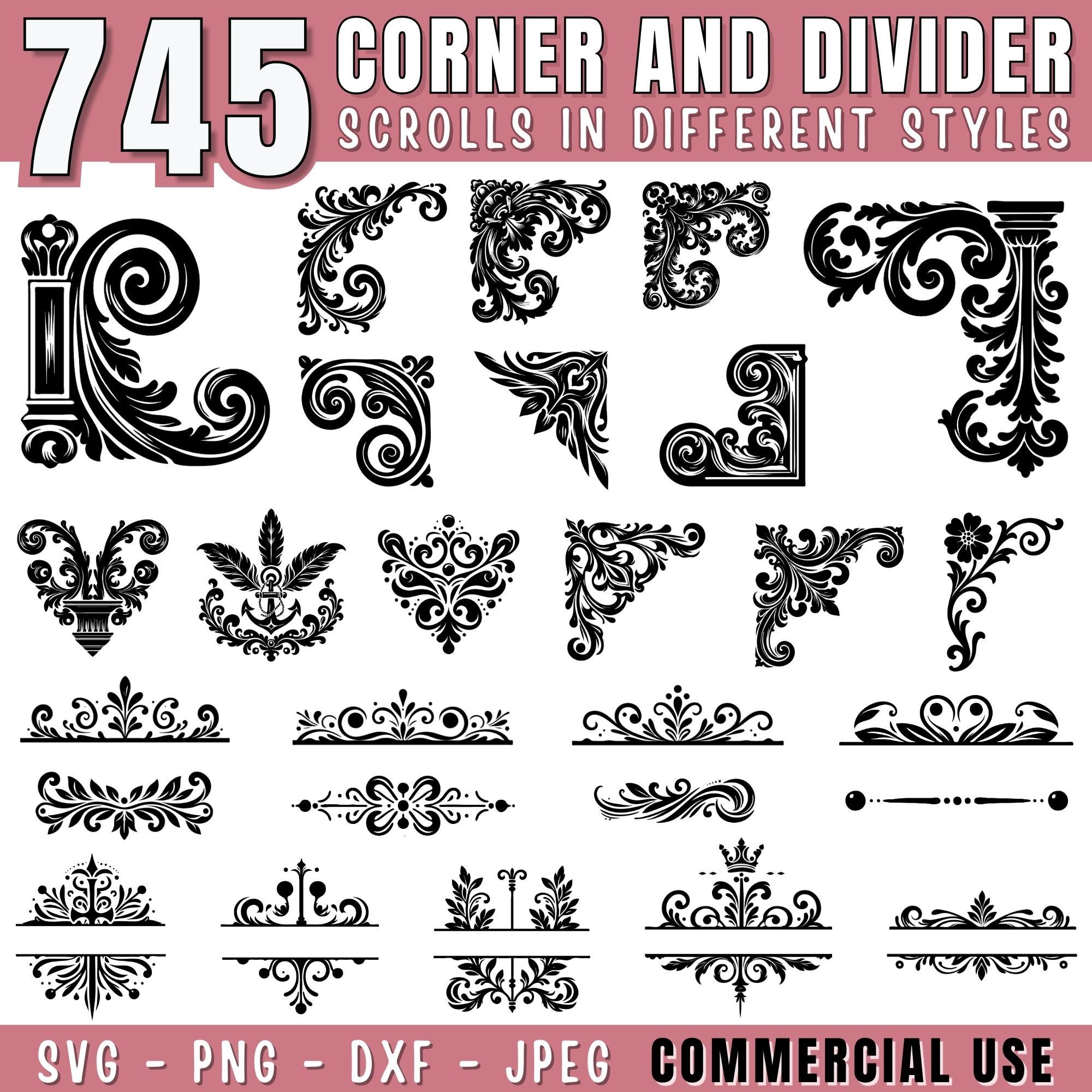 Corner SVG Bundle | Flower Corner Svg Bundle | Border Svg | Decorative ...