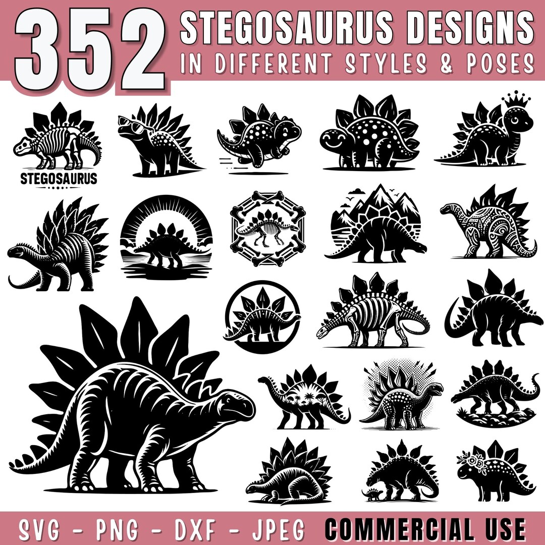 Stegosaurus SVG Bundle | Cute Stego Clipart | Stegosaurus Vector ...