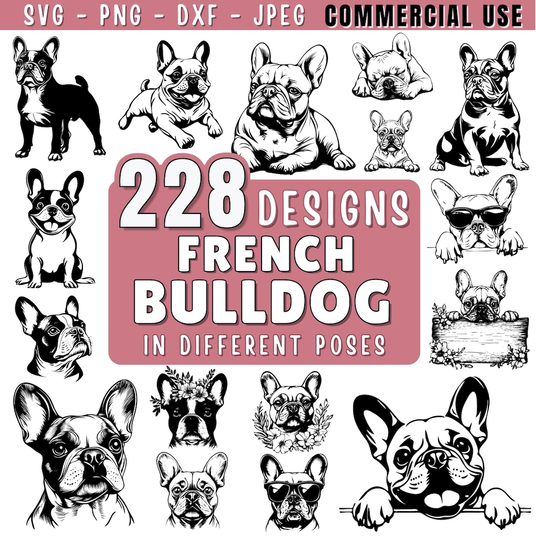 French Bulldog SVG Bundle File, Dog Pet Lover, Dog Clipart for Cricut ...